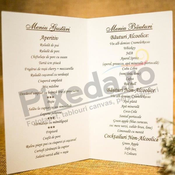Meniu de nunta 5005 | Pixeda - Invitatii, tablouri canvas, fototapet