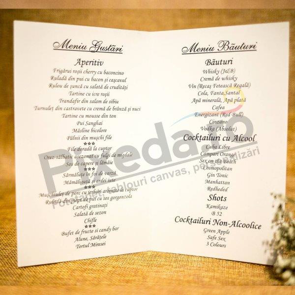 Meniu de nunta 5014 | Pixeda - Invitatii, tablouri canvas, fototapet