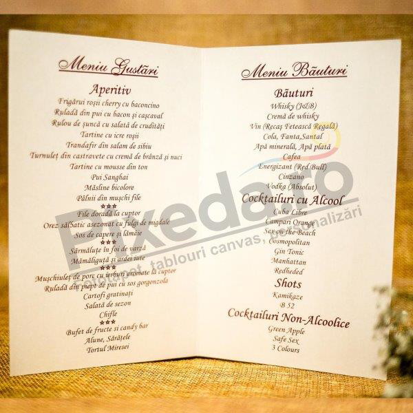 Meniu de nunta 5028 | Pixeda - Invitatii, tablouri canvas, fototapet
